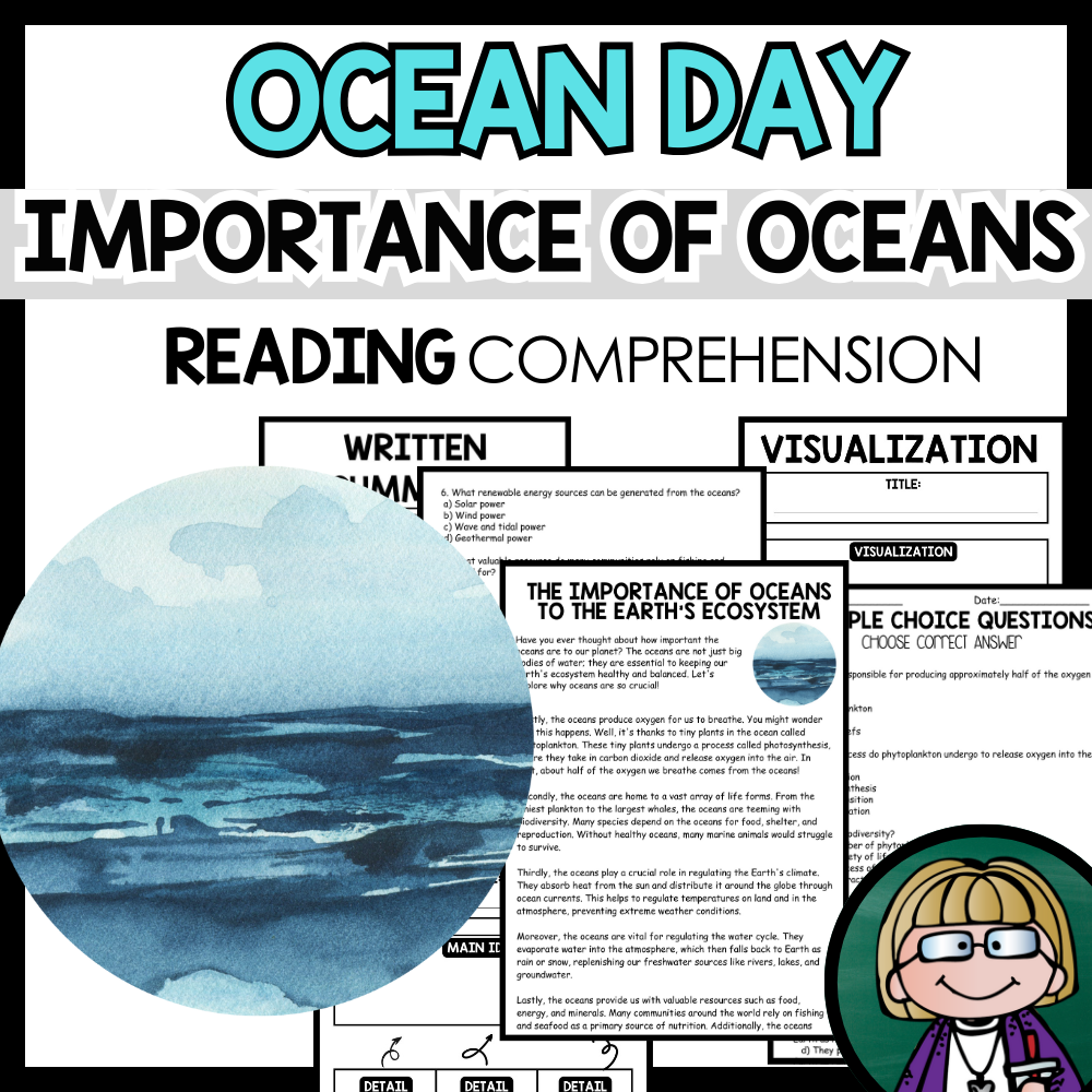 Ocean Day - Importance of Oceans Reading comprehension Passage and Que ...