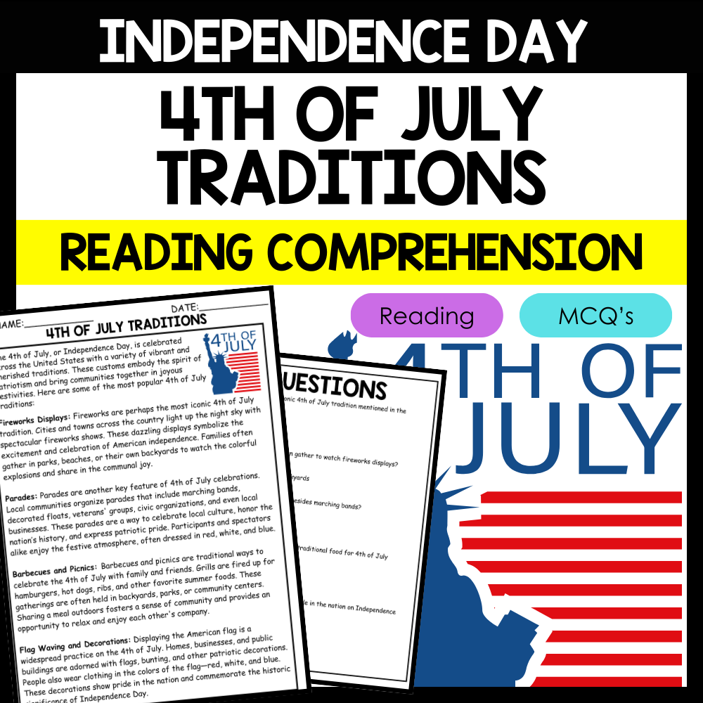 4th of july traditions Reading comprehension Passage and Questions – Ideas