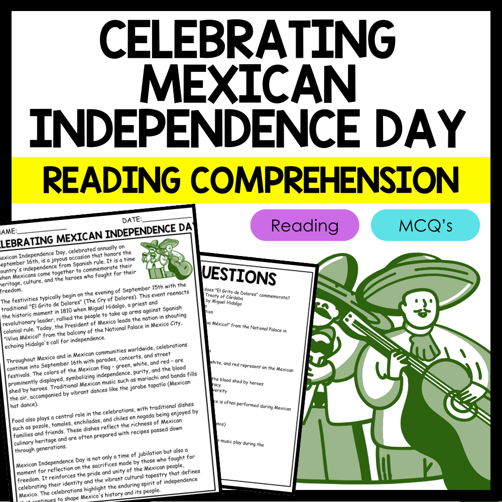 Celebrating Mexican Independence Day Reading comprehension and Questio ...
