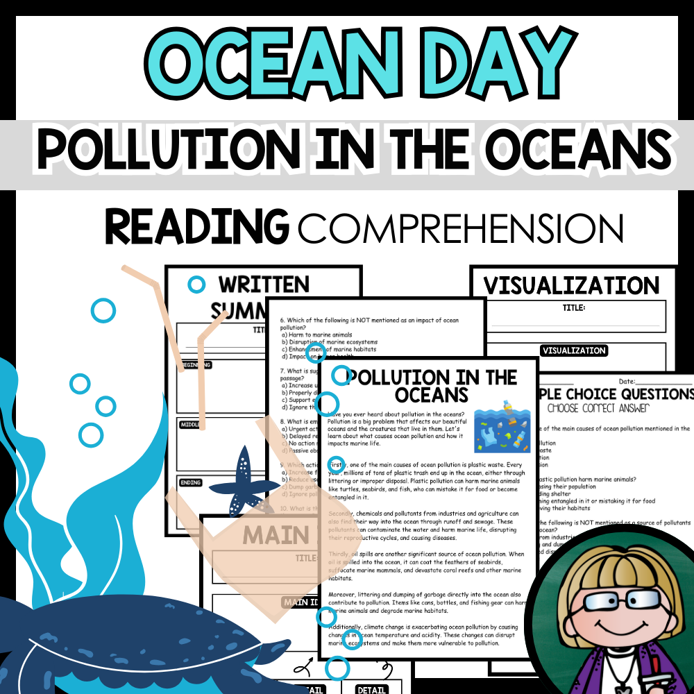 Ocean Day - Pollution in the Oceans Reading comprehension Passage and ...