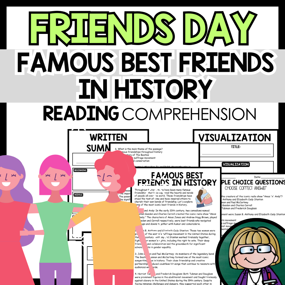 Friends Day - Famous Best Friends in History Reading comprehension Pas ...