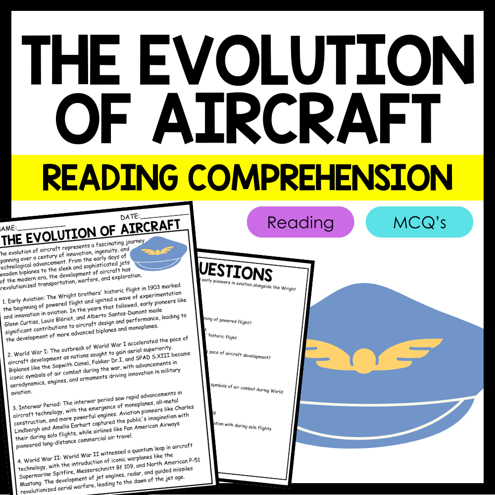 "THE EVOLUTION OF AIRCRAFT" AVIATION DAY Reading Comprehension – Ideas