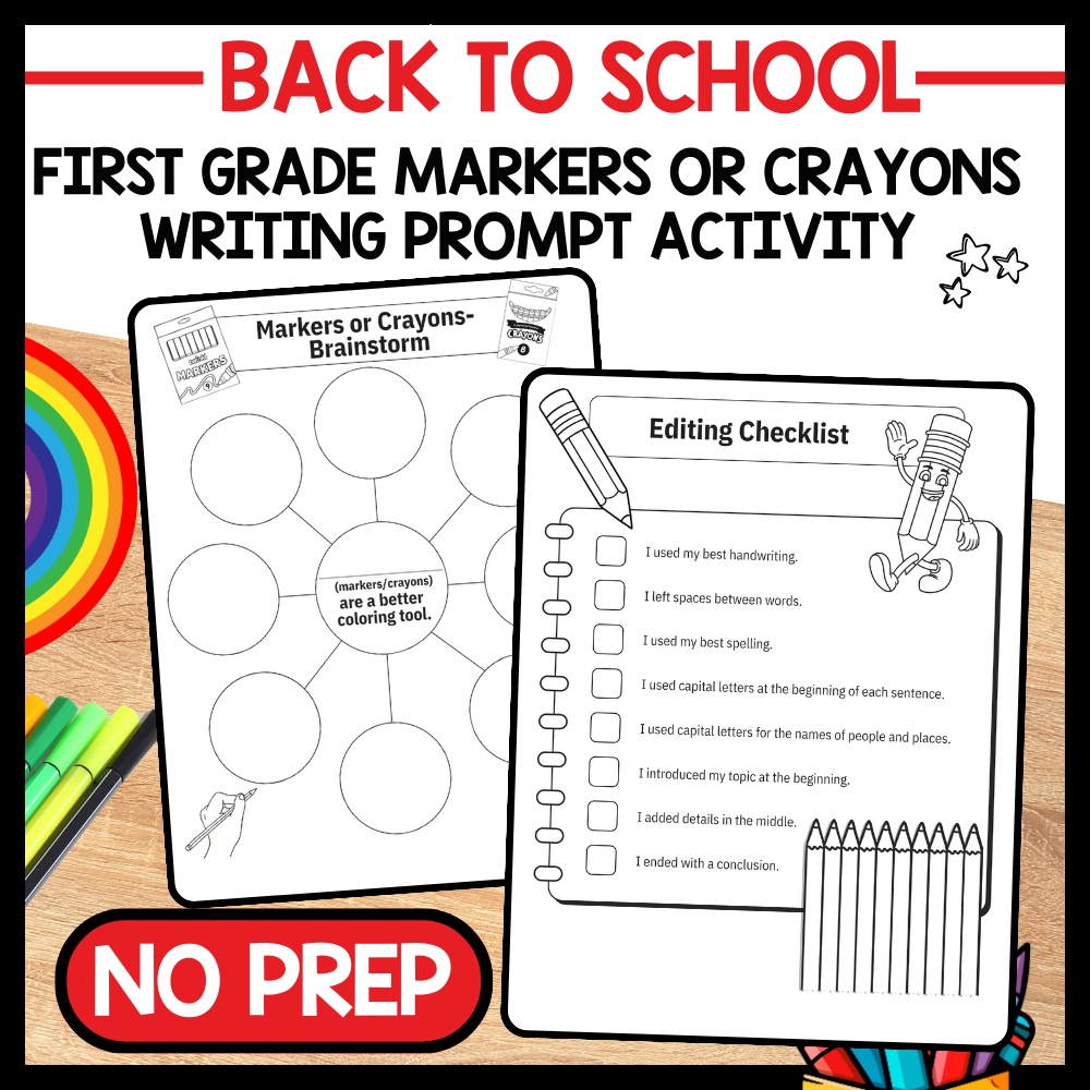 First Grade Markers or Crayons Writing Prompt Activity – Ideas