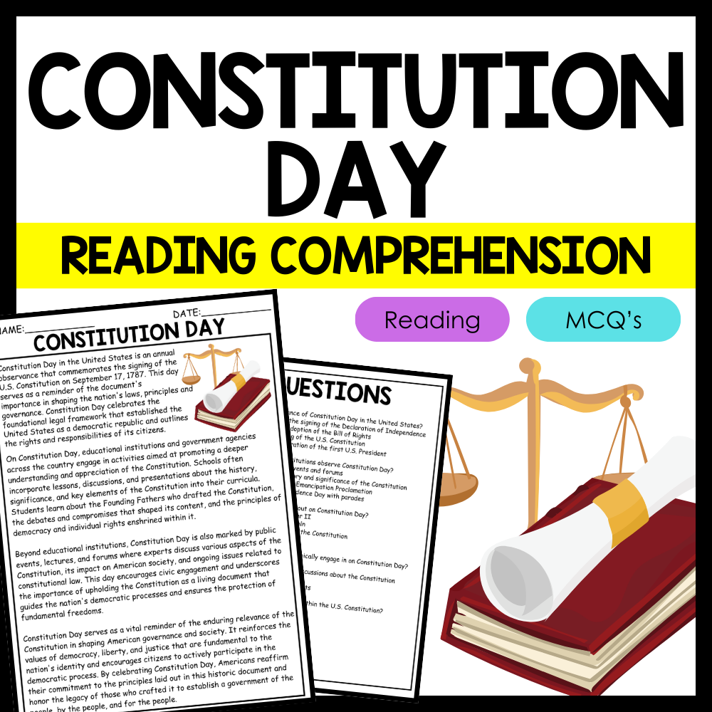 Constitution Day Reading comprehension and questions – Ideas