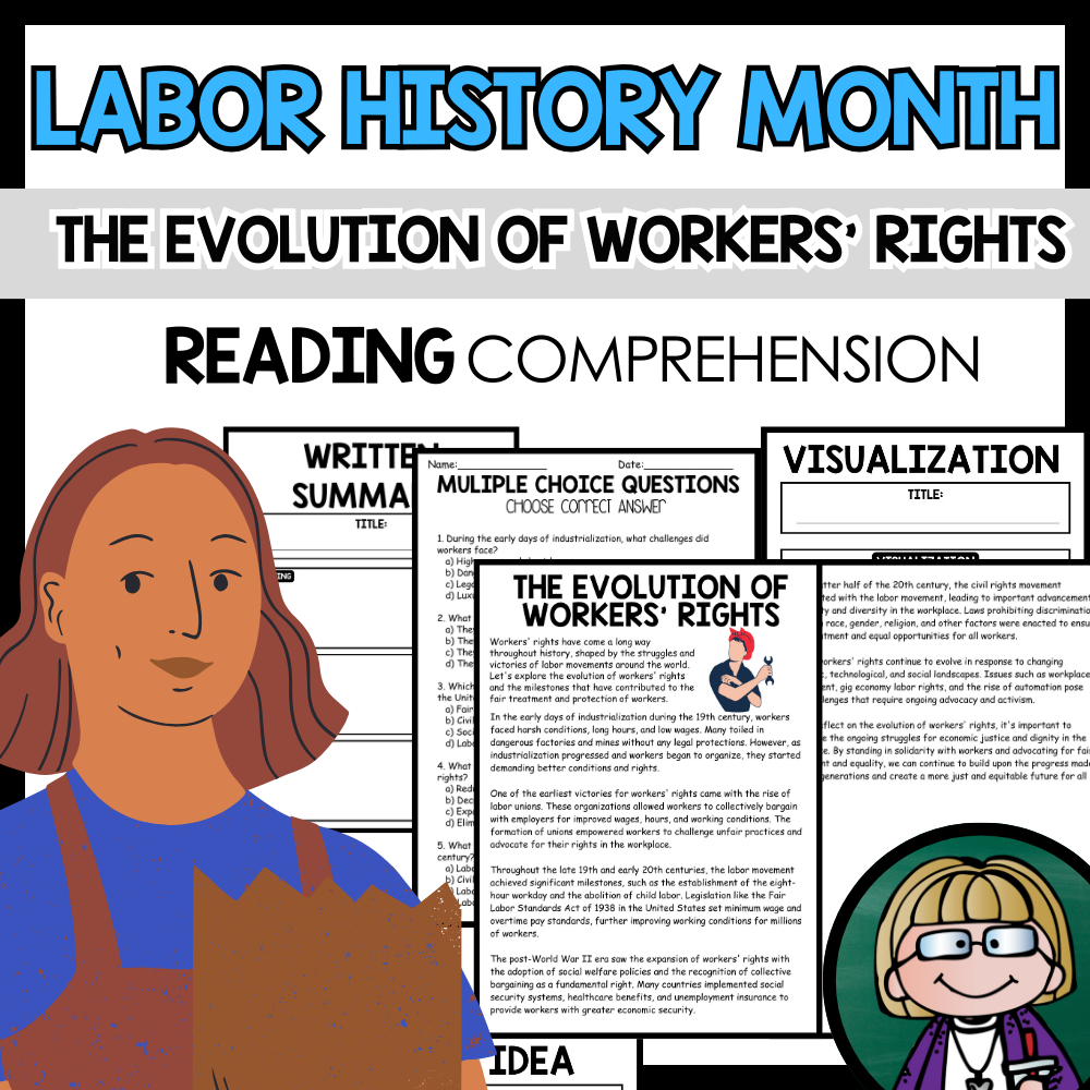 Labor History Month - The Evolution of Workers Reading comprehension P ...