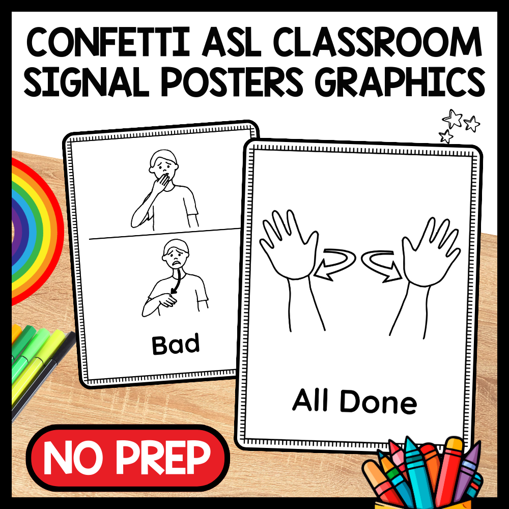 Confetti ASL Classroom Signal Posters Graphics – Ideas