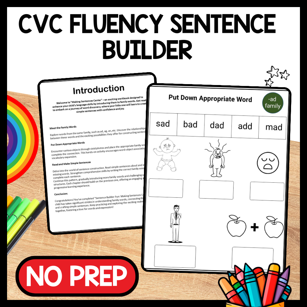 CVC Fluency Sentence Builder – Ideas