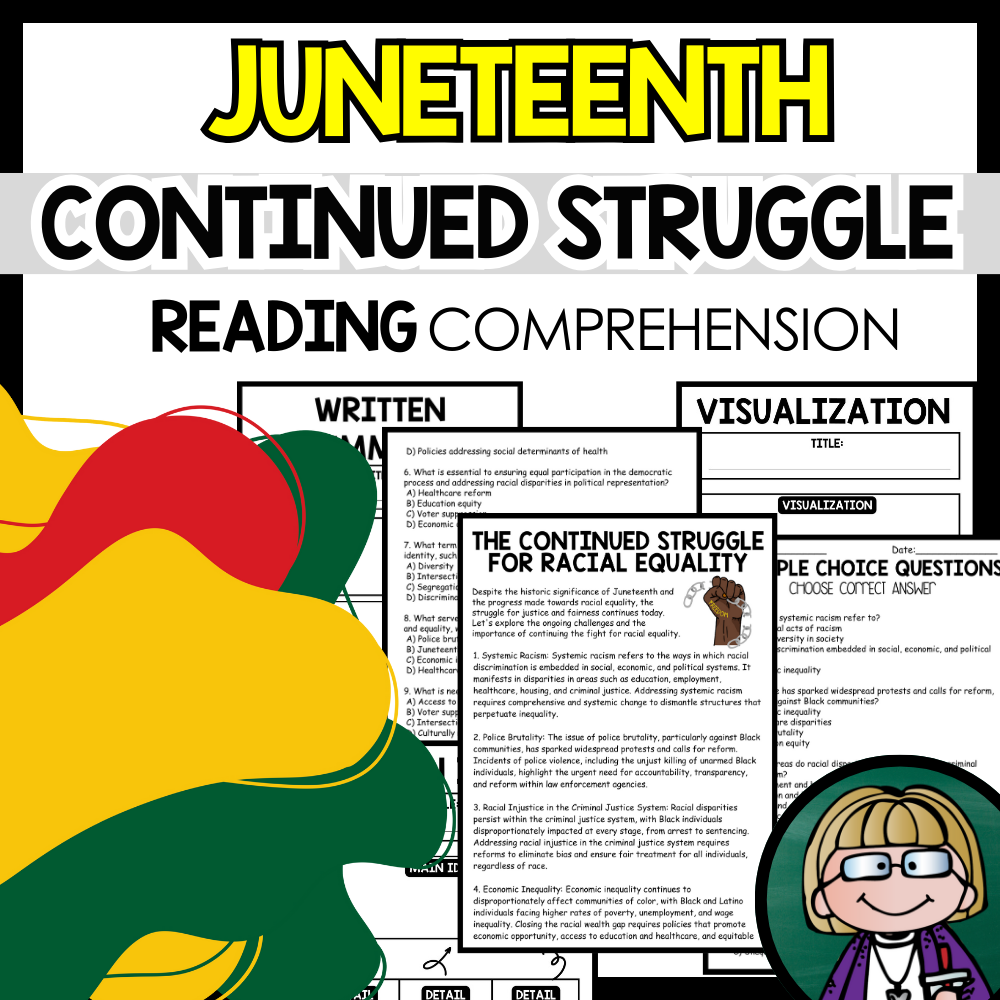 Juneteenth - Continued Struggle Reading comprehension Passage and Ques ...