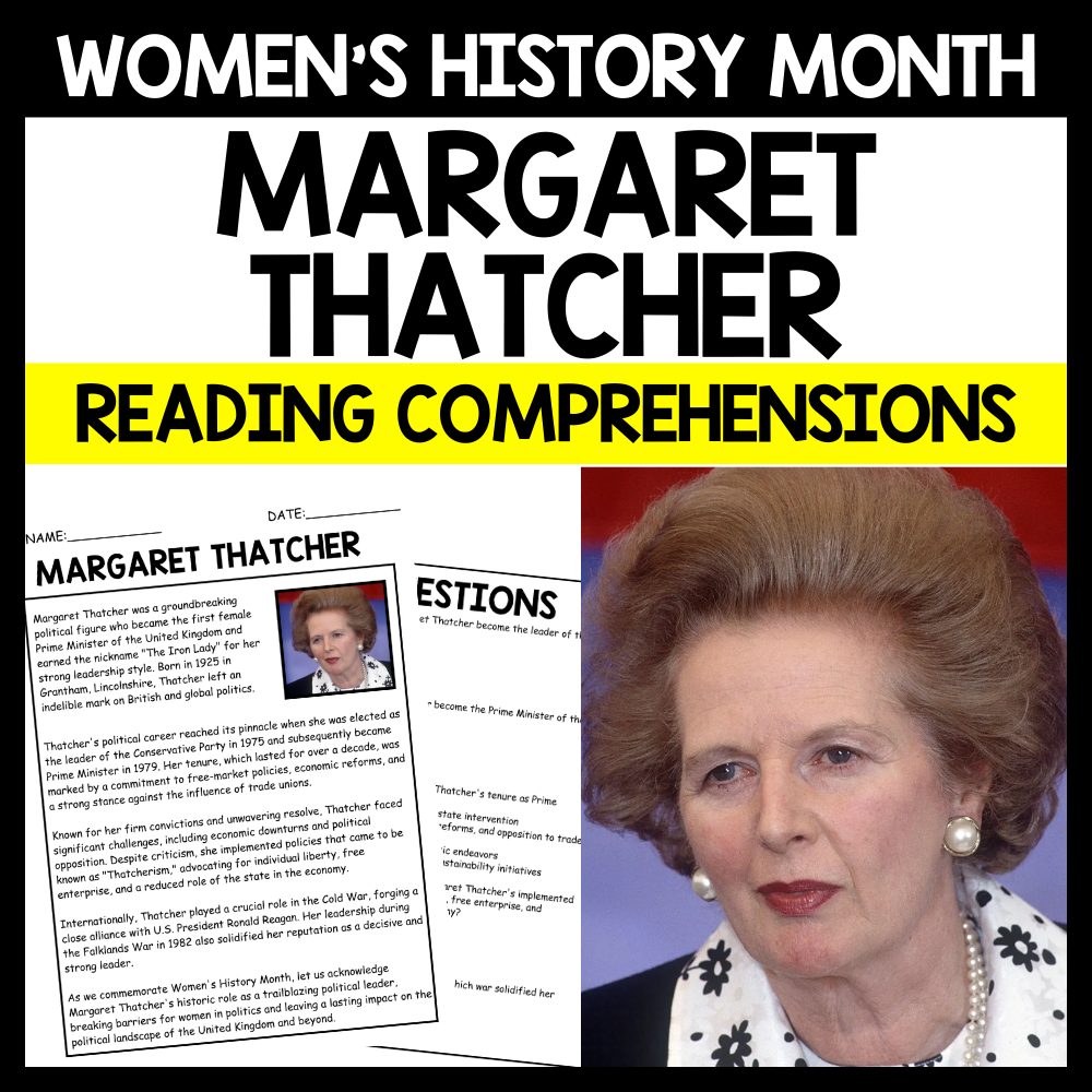 "MARGARET THATCHER" WOMEN’S HISTORY MONTH Reading Comprehension (Copy ...