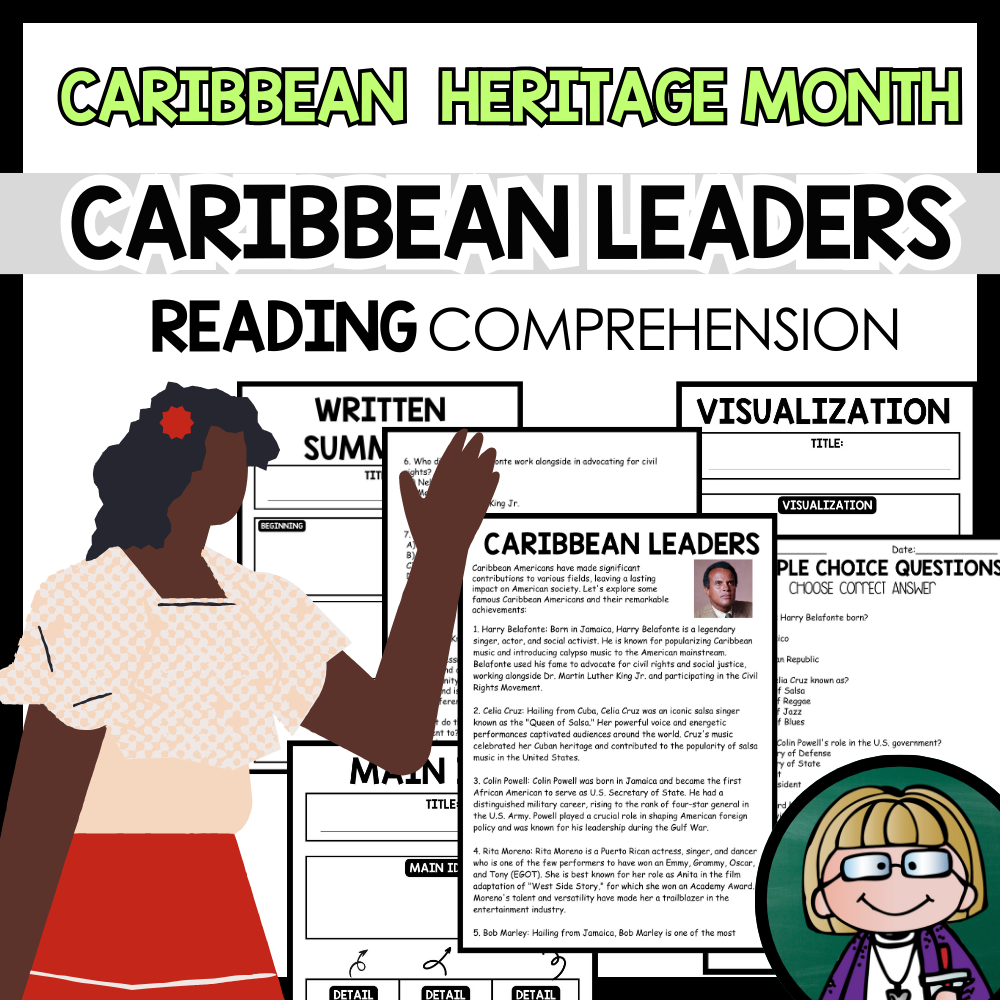 Caribbean Heritage Month - Caribbean Leaders Reading comprehension Pas ...
