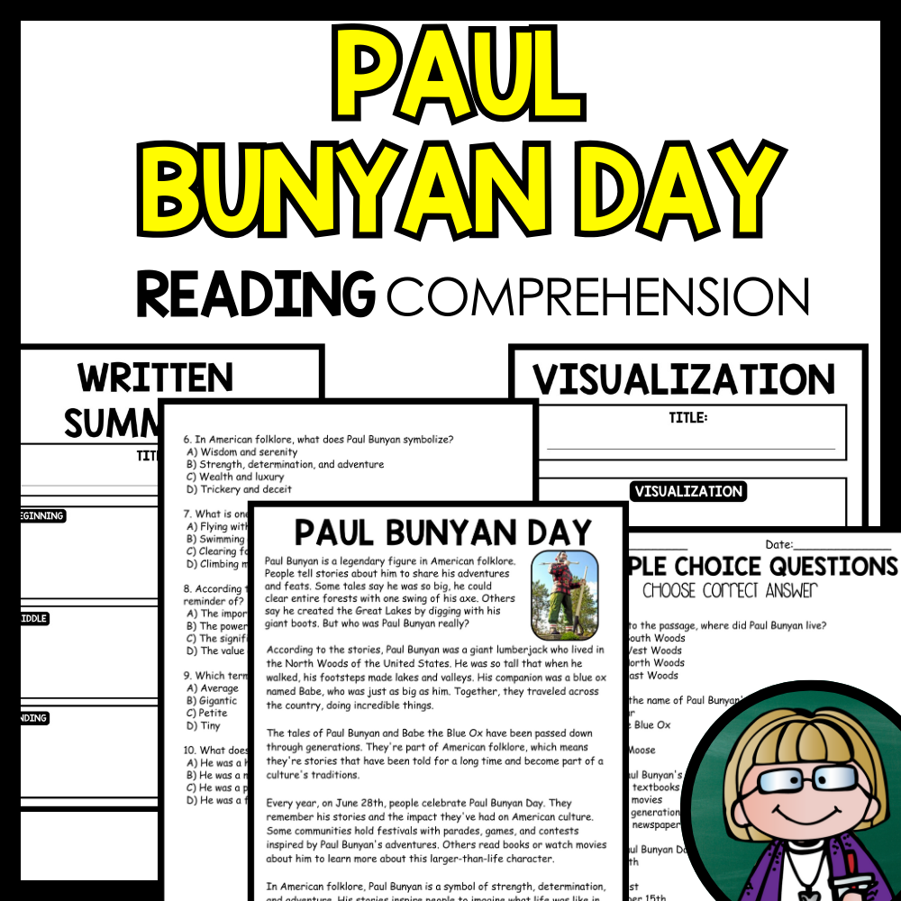 Paul Bunyan DAy - Paul Bunyan DAy Reading comprehension Passage and Qu ...