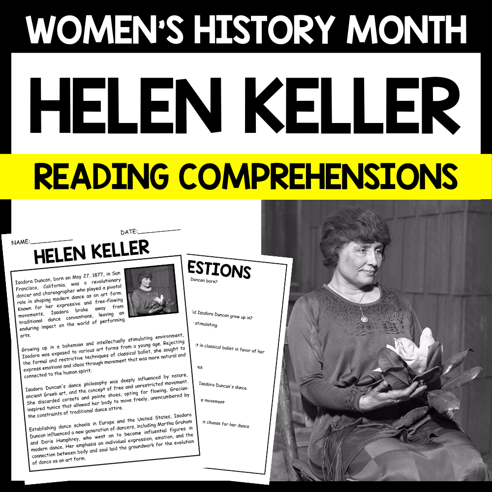 "HELEN KELLER" WOMEN’S HISTORY MONTH Reading Comprehension – Ideas
