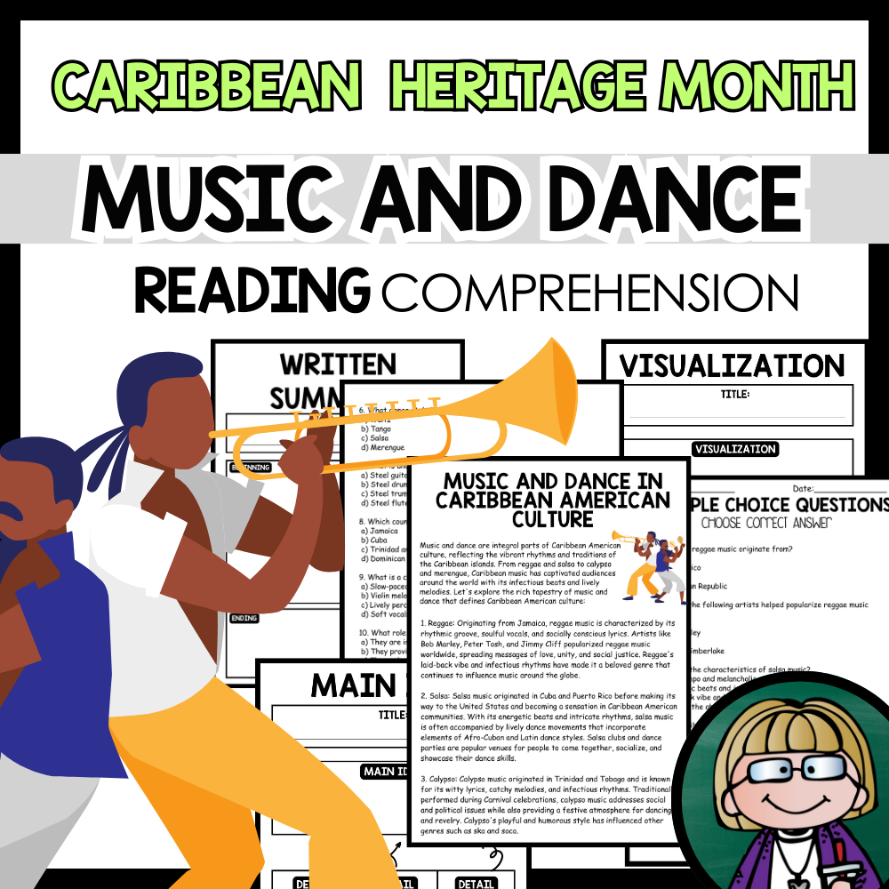 Caribbean Heritage Month - Music and Dance Reading comprehension Passa ...
