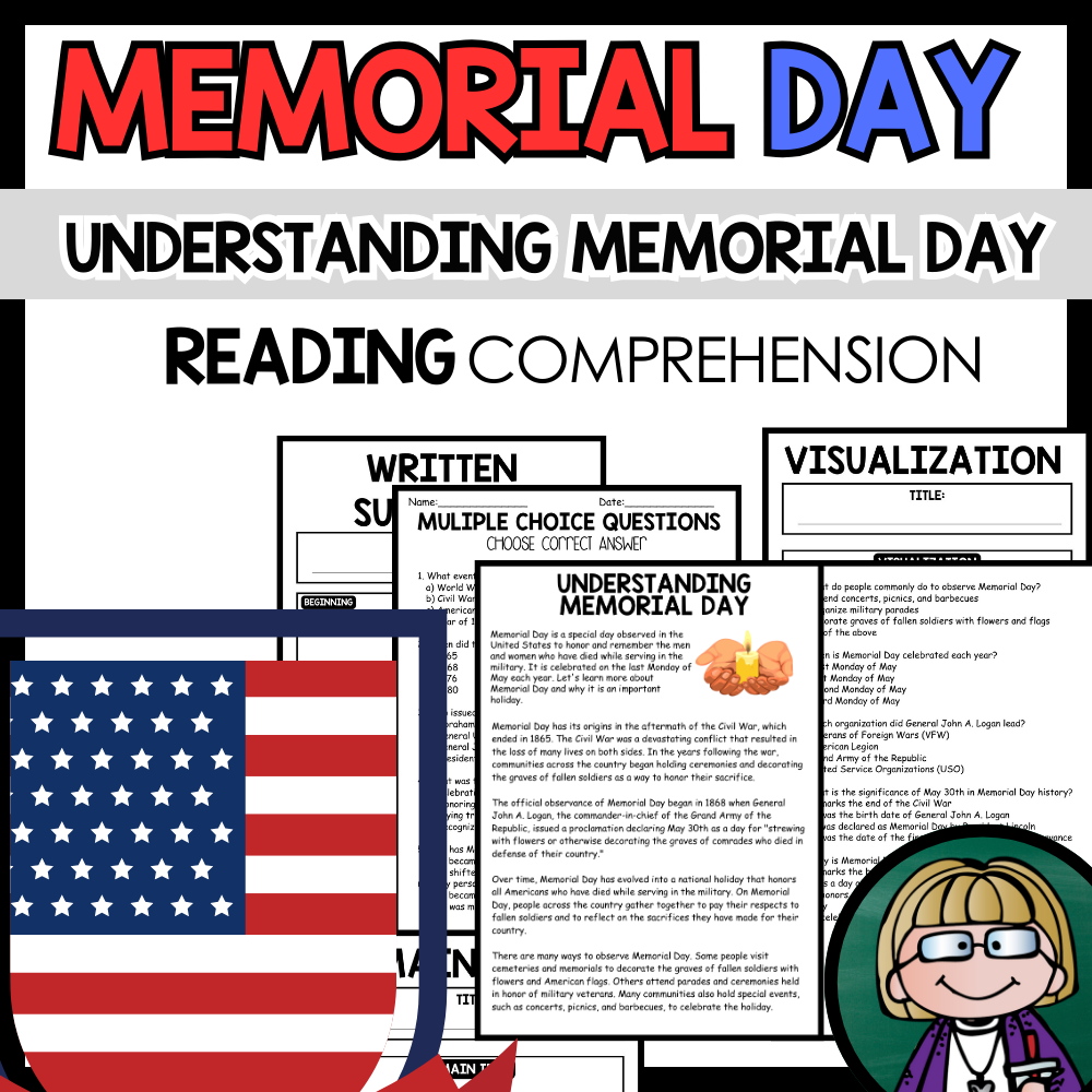 Memorial Day - Understanding Memorial Day Reading comprehension Passag ...