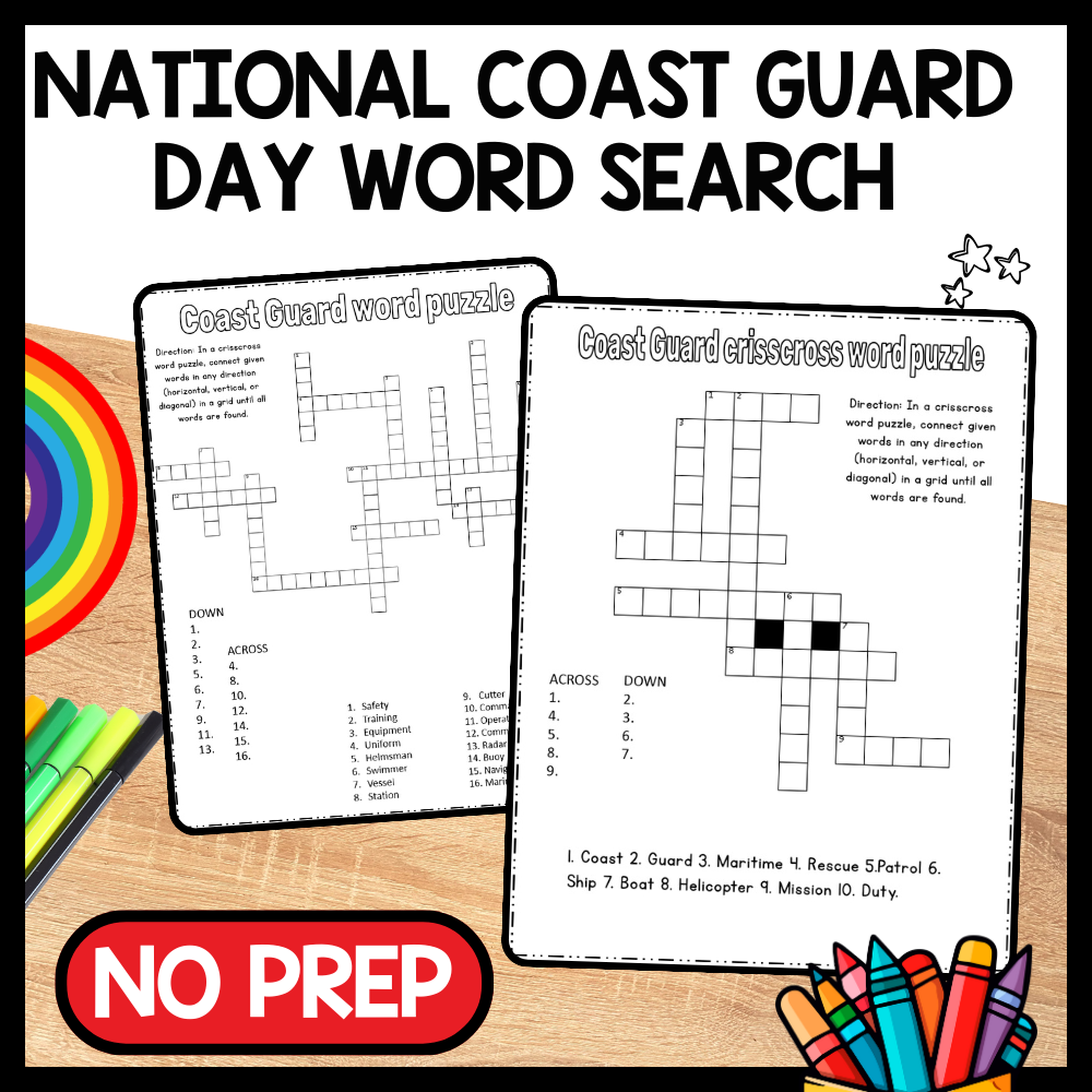 National Coast Guard Day Word Search – Ideas