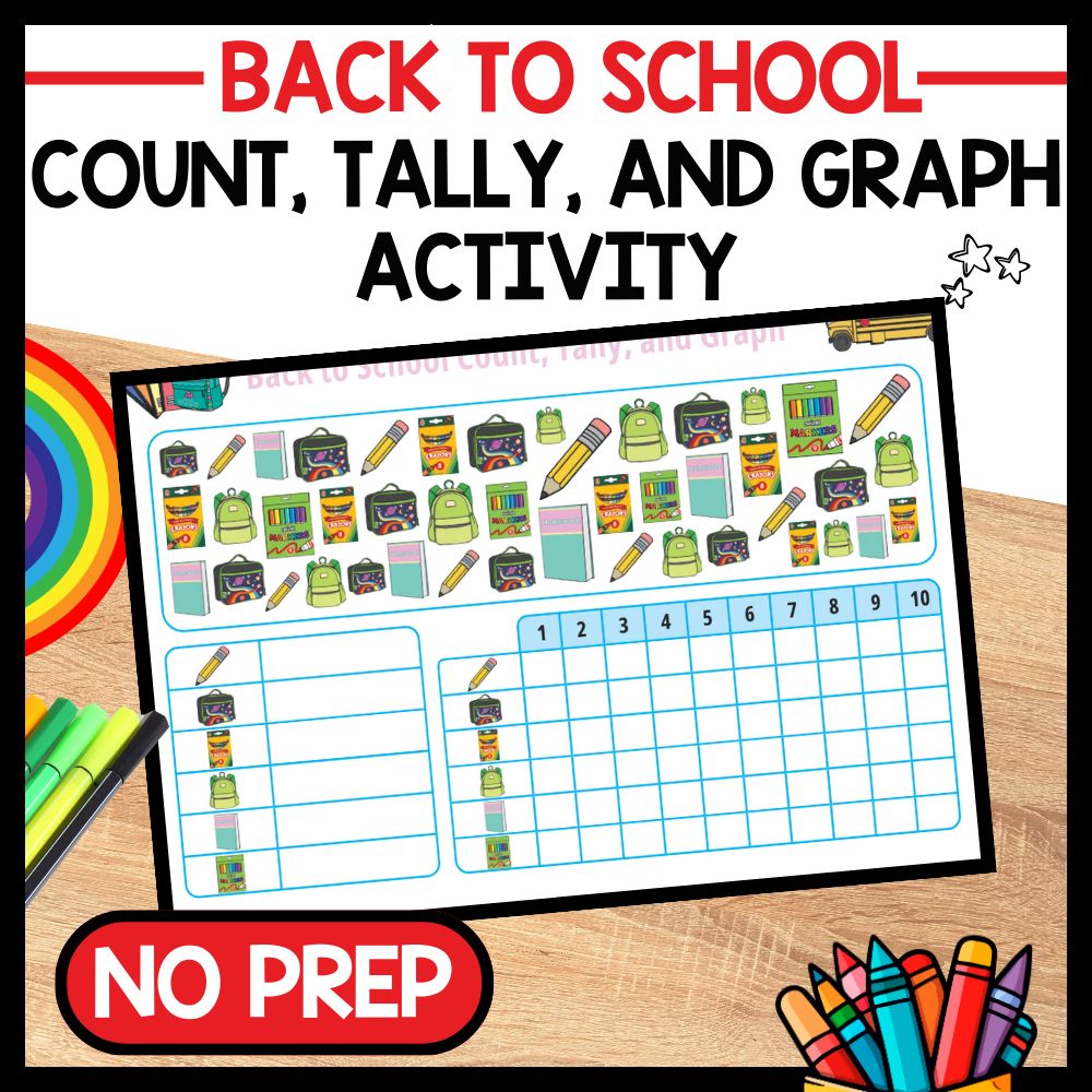 First Grade Back to School Count, Tally, and Graph Activity – Ideas