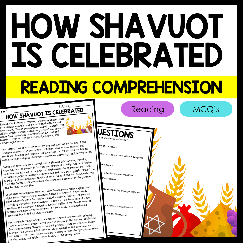 "HOW SHAVUOT IS CELEBRATED" SHAVUOT Reading Comprehension – Ideas