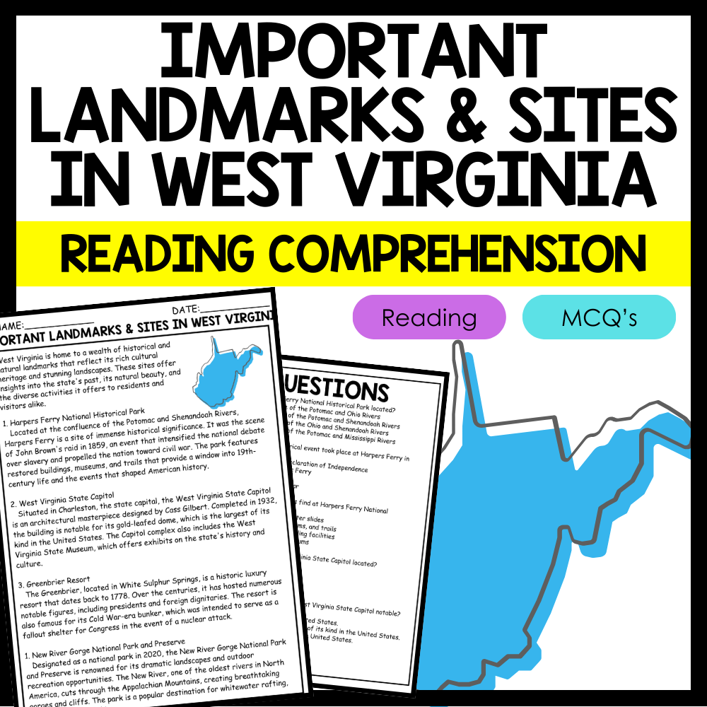 Important landmarks and sites in West Virginia Reading Comprehension ...