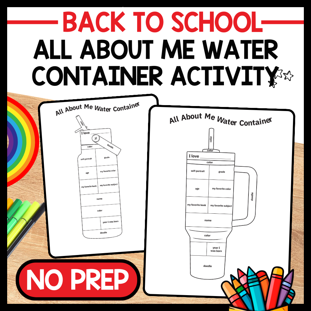 Back to School All About Me Water Container Activity – Ideas