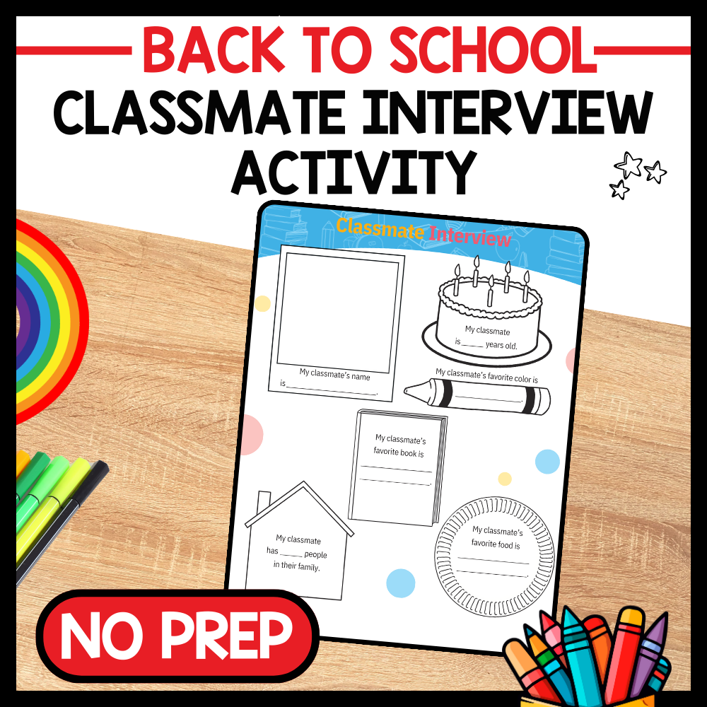 Back to School Classmate Interview Activity – Ideas