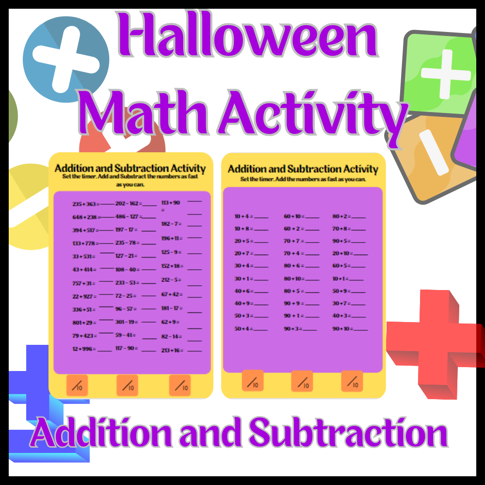 Addition and Subtraction Halloween Math Activity – Ideas