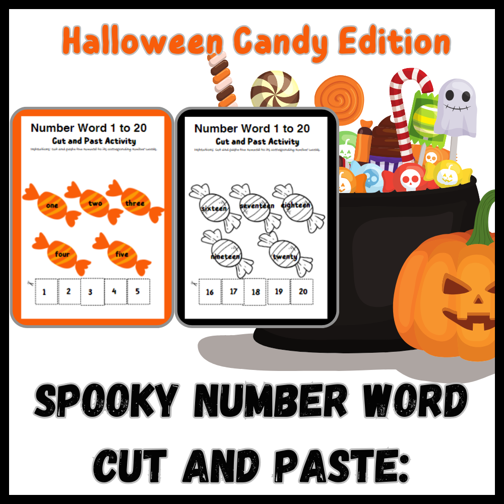 Spooky Number Word Cut and Paste Halloween Candy Edition – Ideas