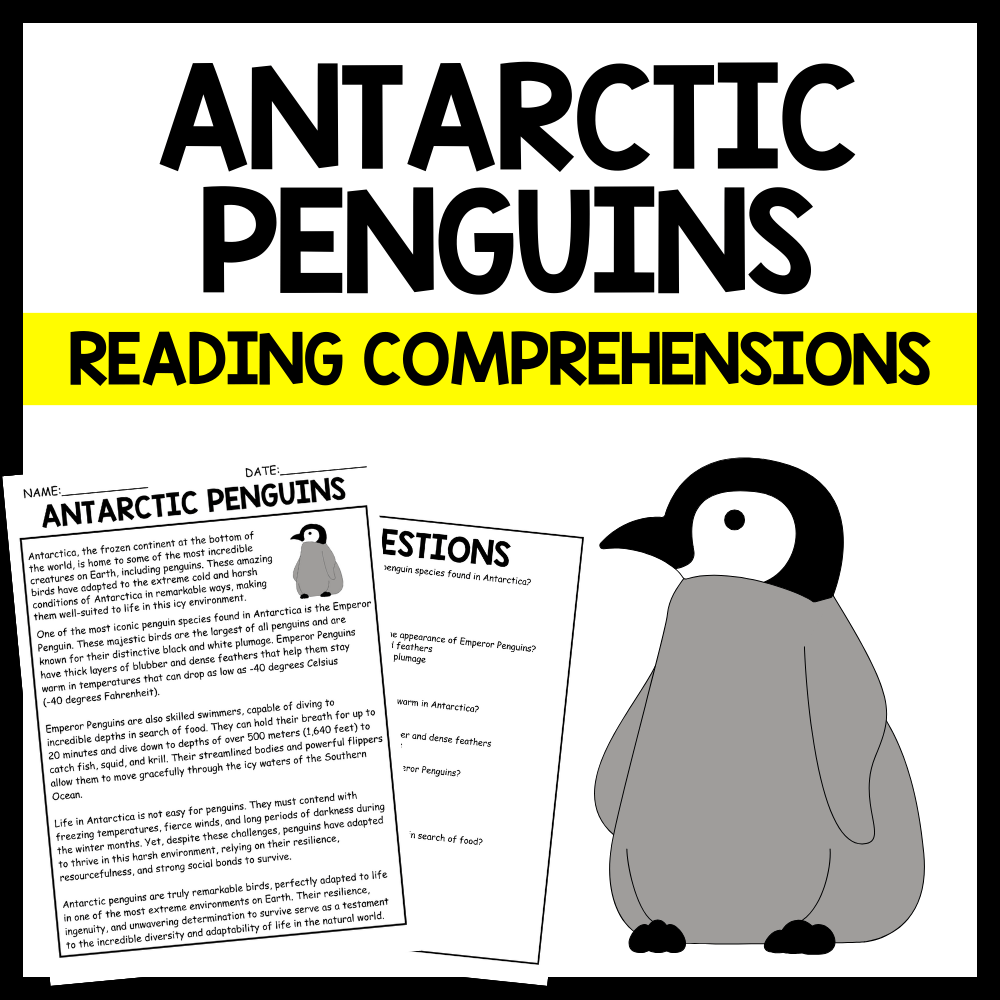 "ANTARCTIC PENGUINS" PENGUINS Reading Comprehension – Ideas