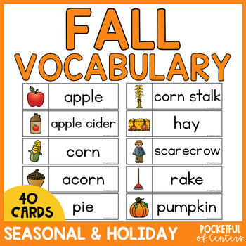 Fall Vocabulary Word Wall Cards for Writing Center – Ideas