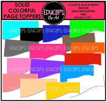 Colorful Solid Page Toppers Clip Art Bundle {Educlips Clipart} – Ideas