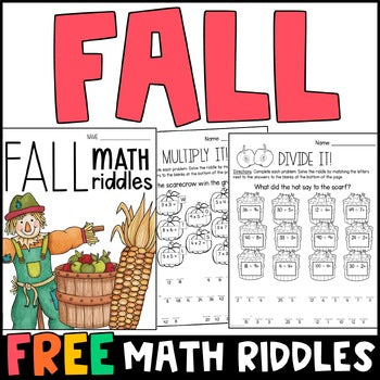 Free Fall Math Riddles Pack: Adding, Subtracting, Multiplying, and Div ...