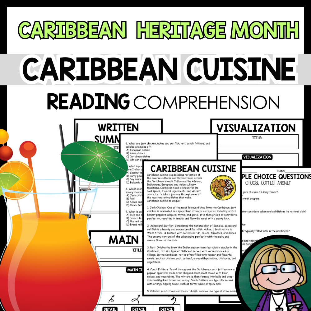 Caribbean Heritage Month - Caribbean Cuisine Reading comprehension Pas ...