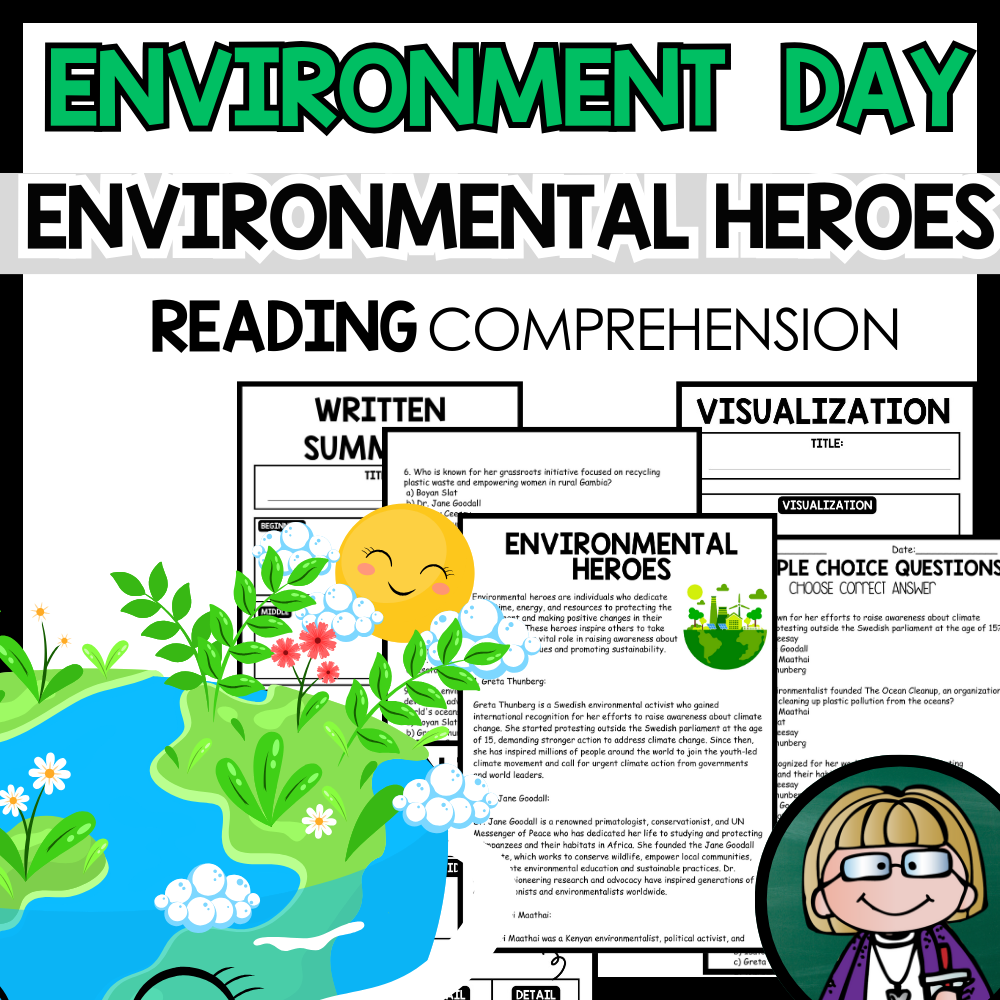 Environment Day - Environmental Heroes Reading comprehension Passage a ...