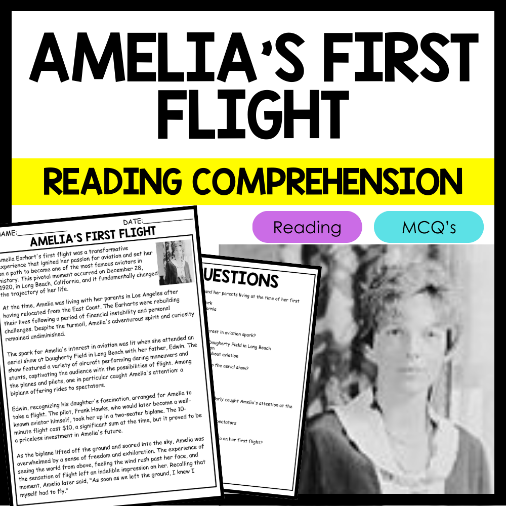 Amelia's First Flight Reading comprehension – Ideas