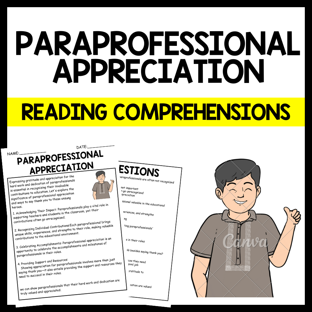 "PARAPROFESSIONAL APPRECIATION" PARAPROFESSIONAL DAY Reading Comprehen ...