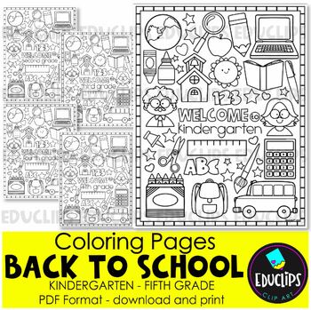 FREE Back To School Grade Level Coloring Pages PDF {Educlips Resources ...